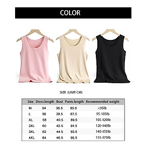 Cherish 3 Pack Women's Base Layer Tank Top Thermal Vest Winter Warm Tank-Top Sleeveless Camisole (L), Black, Beige, Pink