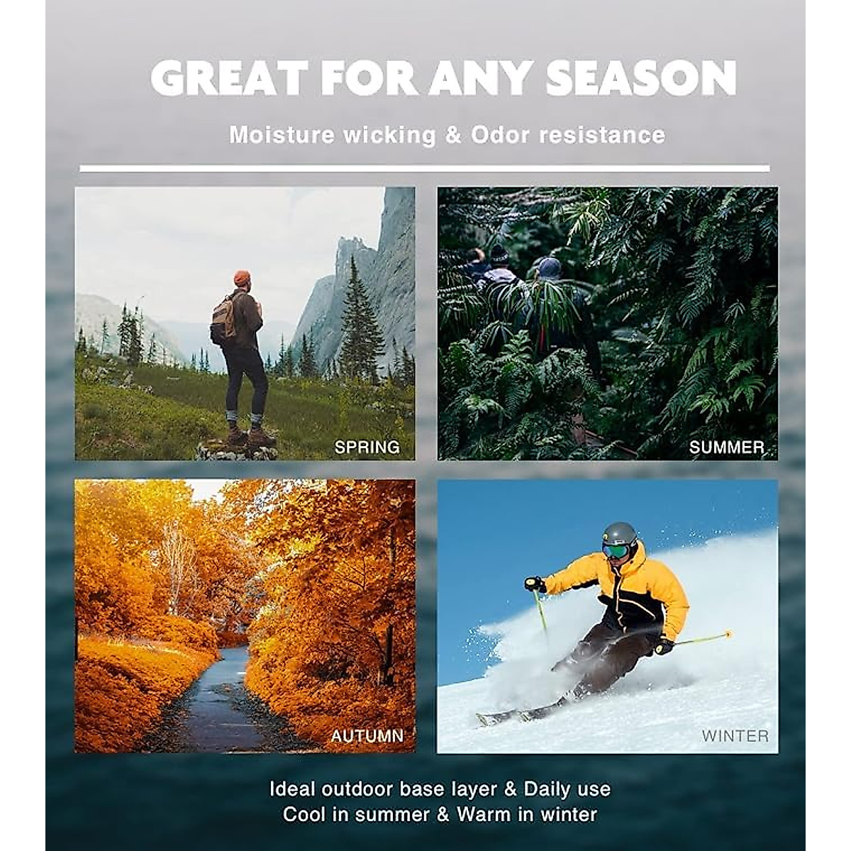 Lapasa Mens 100% Merino Wool Base Layer Thermal Shirt Underwear Long Sleeve Crew Neck Thermal Top M29, Black, Large