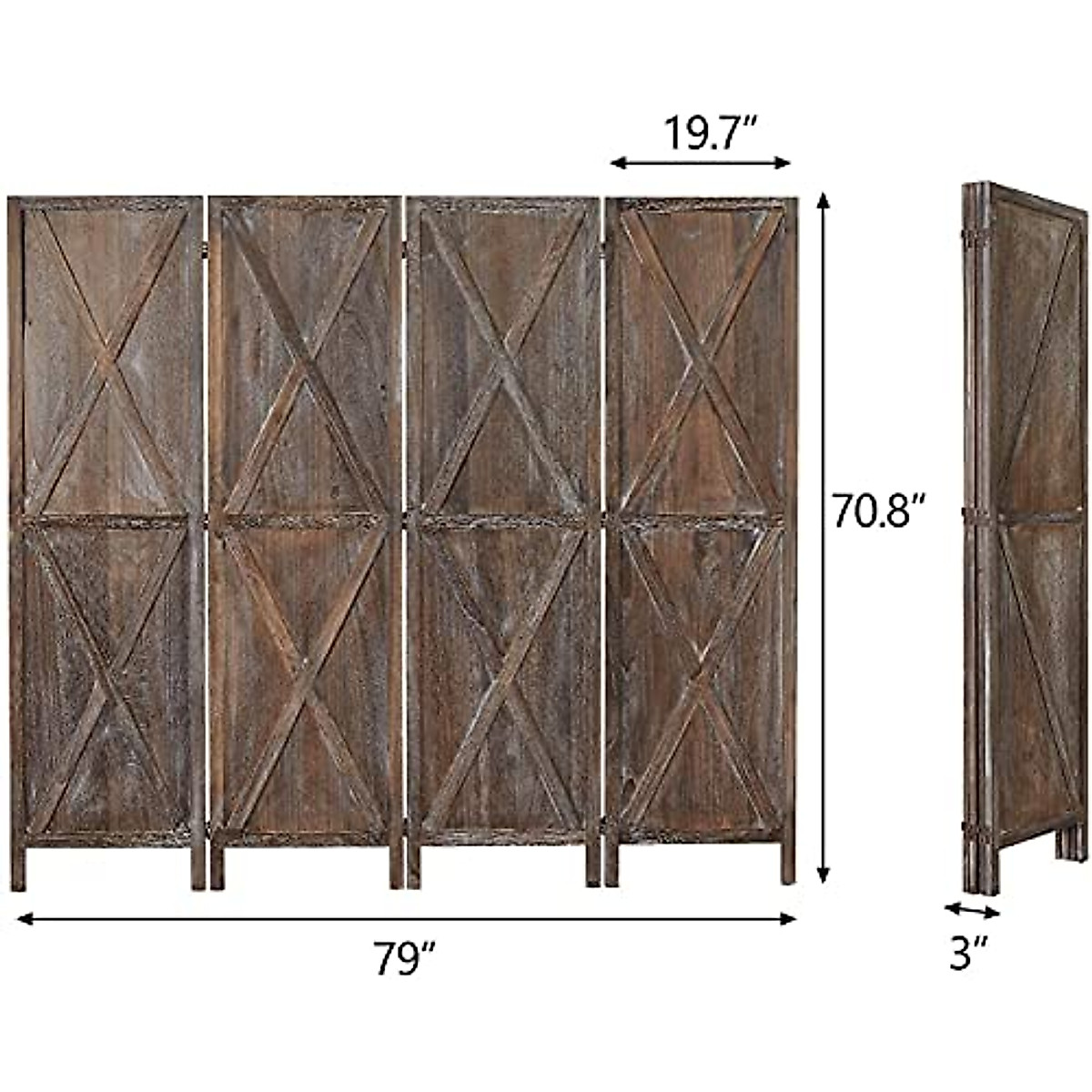 Room Divider Screen Outdoor Privacy Screens - Folding Partition Room Dividers 6ft Tall Portable Freestanding Privacy Screen W-Shaped Design for Home Office, 4 Panels