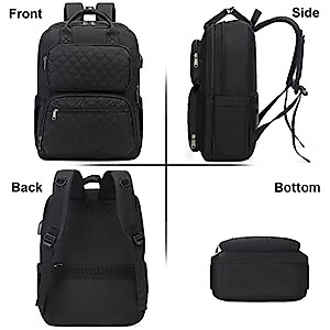 CAMTOP School Backpack College Laptop Backpacks with USB Charging Port 15.6 Inch Computer Bookbag for Women Girls(17 Inch, Black)