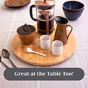 TB Home 14” Bamboo Lazy Susan Organizer for Kitchen, Turntable for Cabinet, Table or Pantry