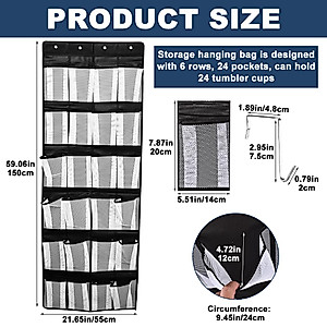NINEFOX 24 Pockets for Stanley Cup Organizer, Rain Cup Organizer for Stanley Cup, with Hooks, Foldable, for Home, Kitchen, Classroom, 32*27*2.5cm, Black, 22359885