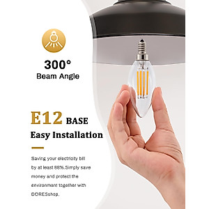 DORESshop Led Light Bulb, 40W Equivalent E12 Light Bulbs Led Light Bulb, Edison Bulbs, Chandelier Light Bulbs, Non-dimmable C35 Edison Filament Candle Bulbs, Soft White Light Bulbs 2700K,Decorative