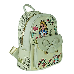 KBNL Alice in Wonderland 11inches Vegan Leather Mini Backpack - A21730, Multicoloured,Medium