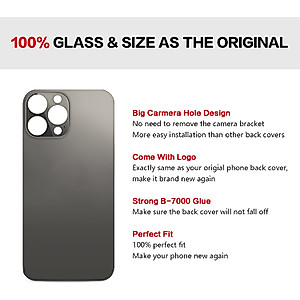 ABUSVEX Original Back Glass Replacement for iPhone 13 Pro Max All Carriers with Pre-Installed Adhesive and Repair Tool (Graphite Grey)