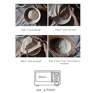 Bread Proofing Basket Dough Banneton Round Proofing Basket Kit Natural Rattan Bread Bowl Baking Making Tools Set with Linen Liner Cloth for Professional and Home Bakers (Ship from USA)