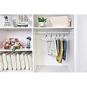 Premium Skirt Hangers 10-Pack - Thin Space-Saving Skirt Hanger Set with Clamp, Pant Hanger 10-Piece Set, Shorts Hangers with Heavy-Duty Locking Clasp, Multipurpose Quality Jean Hangers Set (White, 10)