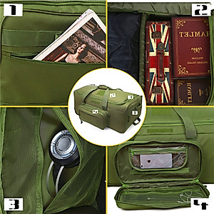 Greencity Duffel Bag Wheels Rolling Deployment Wheeled Military Suitcase Heavy-Duty Extra large deployment bag Capacity 32 Inch，Green