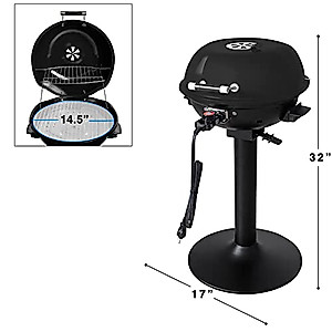 Homewell Electric BBQ Grill for Indoor & Outdoor Grilling with Warming Rack - Portable Patio Grill 1600 Watts (Black)