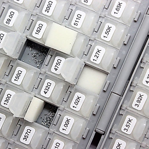 AideTek 0402 Size Surface Mount Resistor 144 Values, 100pc/value 1% Sample Resistor Kit Distributed in Box-All Enclosure E96 Serial 0ohm to 1mohm Designer Kit