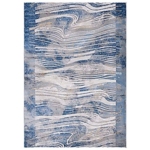 Safavieh Palma Collection 4'5" x 6'5" Beige/Blue PAM316A Modern Contemporary Abstract Non-Shedding Area Rug