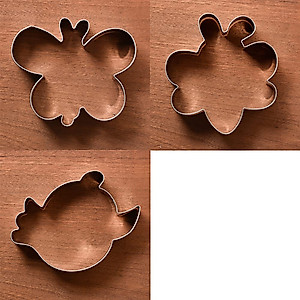 LILIAO Animal Cookie Cutter Set Kids, 3-Pc., Bird, Butterfly and Bee Biscuit Bread Cutters, Stainless Steel, by J.Cookies