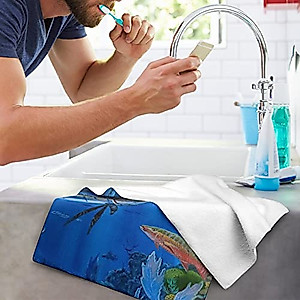 Stilvoll Sailfish Billfish Reef Hand Towels Face Body Wash Cloth Soft Washcloths with Cute Printed for Bathroom Kitchen Hotel Everyday Use