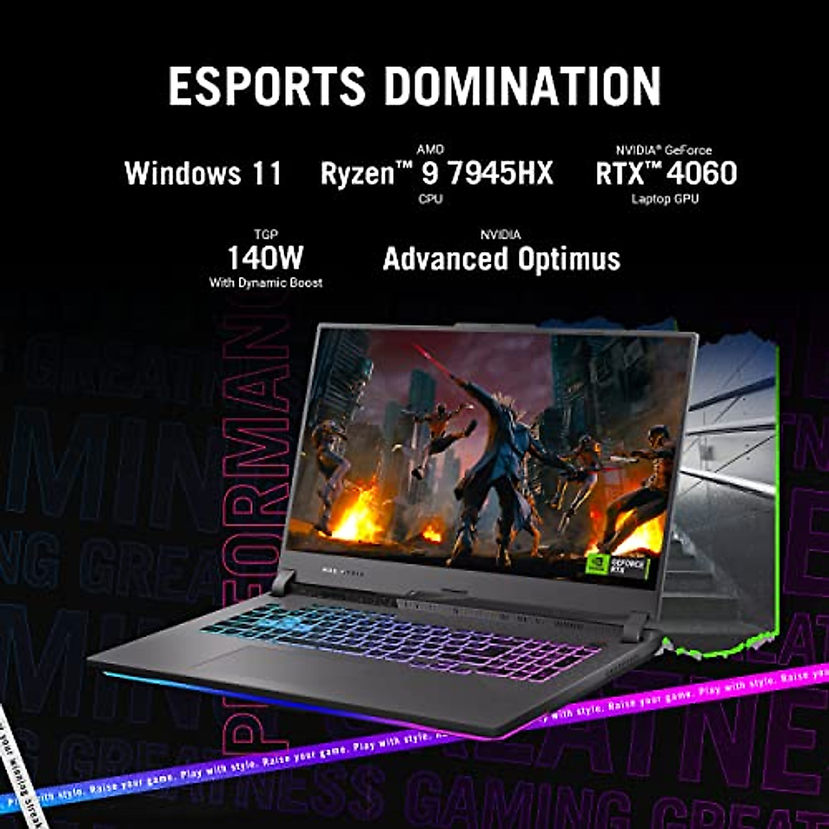 ASUS ROG Strix G17 (2023) Gaming Laptop, 17.3” QHD 240Hz, GeForce RTX 4060, AMD Ryzen 9 7945HX, 16GB DDR5, 1TB PCIe SSD, Wi-Fi 6E, Windows 11, G713PV-DS94, Eclipse Gray
