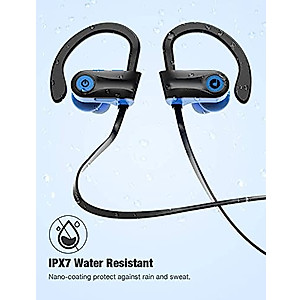 Otium Bluetooth Headphones, Wireless Sports Earbuds, Waterproof IPX7 w/Mic, HD Stereo in-Ear Earphones, Case, Fast Pairing, Gym Running Workout, 16 Hrs Battery Noise Cancelling Headsets