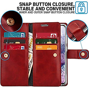 GOOSPERY Mansoor Wallet Designed for Galaxy S20 Case [9 Card Slots+2 Extra Side Pocket] Double Sided Multi-Slot Inner Flap Card Holder Ample Storage Flip Phone Cover - Wine