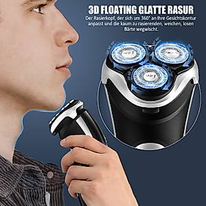 Electric Shaver for Men, MAX-T Quick Rechargeable Electric Razor Wet Dry Rotary Shaver with Pop Up Trimmer and LED Display, IPX7 100% Waterproof （8101 with Adapter Charger）