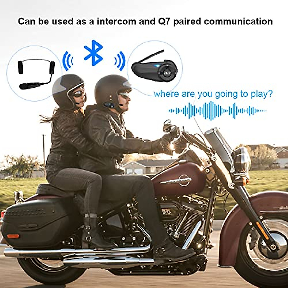 EJEAS E1+ Motorcycle Helmet Bluetooth 5.1 Headset, Hands-Free Motorcycle Bluetooth Communication System Headset with CVC Noise Reduction Function/3D Sound Effect/Automatic Answering
