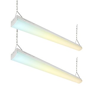 Run Bison 4FT LED Linear Strip Light, 120V-277V, 34/38/45W 4420/4940/5850LM, 3CCT Selectable, Flush Mount 0-10V Dimmable Commercial Grade LED Strip Light Fixture for Warehouse, UL Listed - 2PK