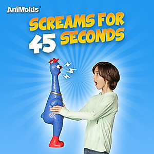 Animolds Hug Me Giant Rubber Chicken- Huge Stress Relief Screaming Chicken Toy | Screams Up to 45 Seconds- Novelty Gag and Prank Toys | Funny Toys Gifts for Christmas Stocking Stuffers for Kids Adult
