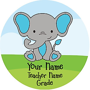 Personalized Blue Elephant Diaper Bag Tag - Children's Nursery or Daycare Diaper Tote Backpack Identifier Tag with Custom Name