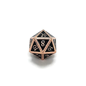 Metal D20 F*** Dice Critical Fail F 20 Sided Die Set DND Black Copper Brass Steampunk Gunmetal Color Number for Role Playing Game Dungeons and Dragons D&D Pathfinder Shadowrun and Math Teaching