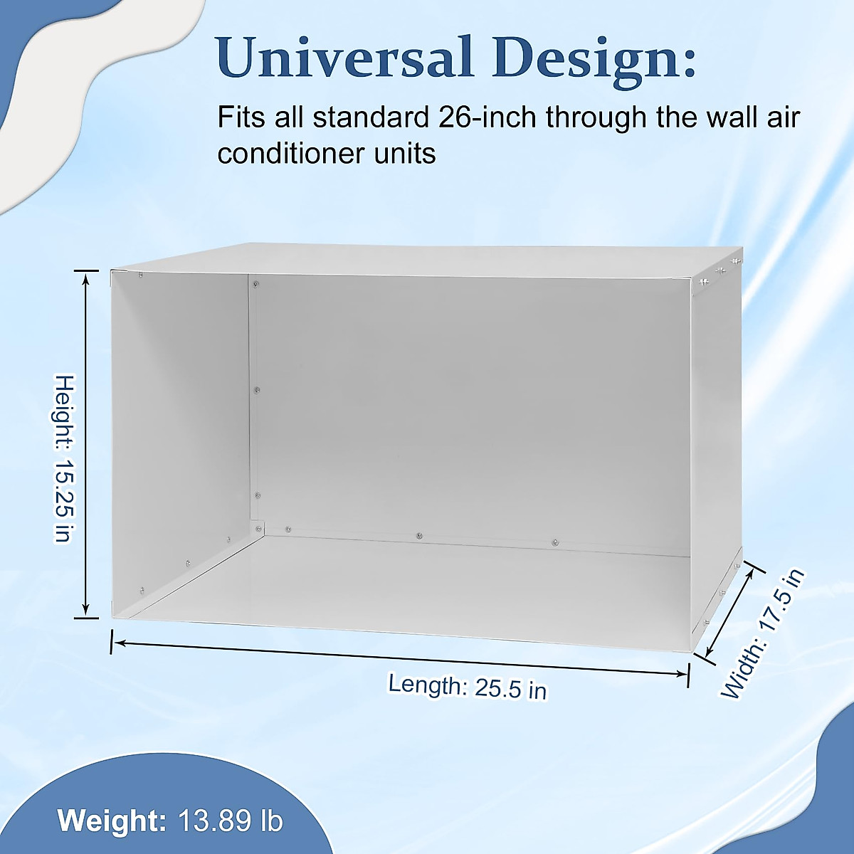Through The Wall Air Conditioner Sleeve, 26 Inch Wall Sleeve, Wall Sleeve Air Conditioner, Universal Design AC Sleeve Wall Unit, Sturdy PTAC Wall Sleeve, Wall Air Conditioner Sleeve for 26 Inch