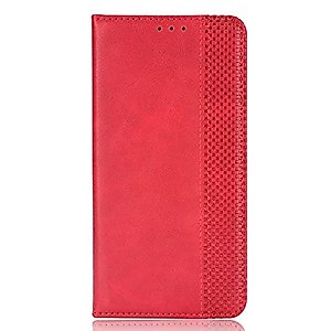 IDEWEI Case for Oppo A57S CPH2387/CPH2385 Leather Stand Wallet Flip Case Cover for Oppo A57S CPH2387/CPH2385 Retro Magnetic Phone Shell Wallet Phone case with Card Slots Red