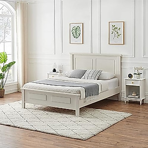 IDEALHOUSE White Nightstands Set of 2, Bedroom Nightstand with Drawer and Storage Shelf, Modern End Table Side Table for Bedroom Living Room College Dorm