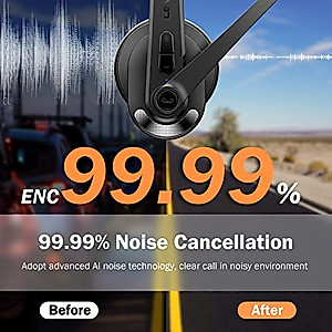 LEVN Wireless Headset, Bluetooth Headset with Microphone AI Noise Canceling & Mute Button, 35Hrs On-Ear Bluetooth Headphones with USB for Call Center/Trucker/Office/Home/Online Class/Remote Work/Zoom