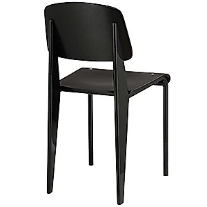 Modway Cabin Modern Wood and Metal Kitchen and Dining Room Chair in Black