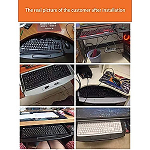 Keyboard Tray Under Desk Slide All Steel with 360 Rotating Mouse Platform, Sturdy & Easy Gliding, 19in Pull Out Keyboard Holder for Desktop, Ergonomic, Black / Gray ( Color : Black+mouse board , Size
