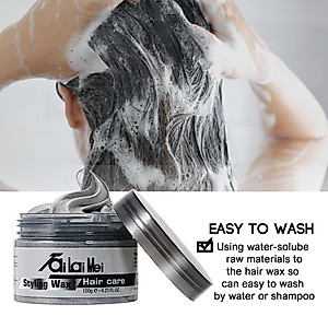 Temporary Silver Gray Hair Wax 4.23oz, Instant Hairstyle Mud Cream, Hair Pomades for Party, Cosplay, Nightclub, Masquerade, Halloween.