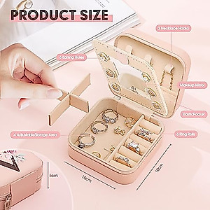 Yogeaw Small Travel Jewelry Holder Organizer - A Initial Mini Jewelry Box | Travel Essentials Case for Women Girl | Personalized Blue Jewelry Case | Christmas Back to School Graduation Birthday Gifts