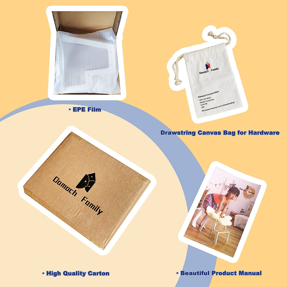 Damoch Family™ Wooden Toddler Step Stool for Kids,Two Step Children Potty Stool,Bathroom&Kitchen Non-Slip Dual Height (Grey+Natural)