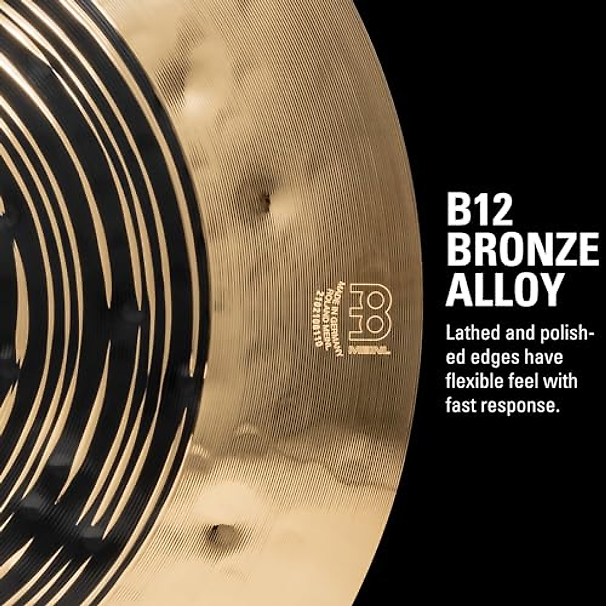 Meinl Cymbals Classics Custom Dual 18" Crash Cymbal for Drum Set, Dark/Brilliant — Made in Germany — B12 Bronze, 2-Year Warranty, (CC18DUC)