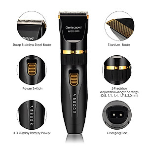 Professional Rechargeable Hair Clippers for Men,Gentscaped Hair Trimmers Cordless Precision Power,Barber Shavers Hair Cutting Kit,Titanium Steel Blade and LED Digital Display