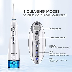 Hangsun Water Flosser Professional Cordless Rechargeable Dental Oral Irrigator Water Jet for Teeth Braces Care with 8 Jet Tips for Travel and Home Use
