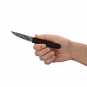 CRKT Obake Fixed Blade Knife: Burnley Titanium Nitride Plain Edge EDC Knife, Outdoor Utility Knife with Handle Wrap, Etched Blade, and Nylon Sheath 2367