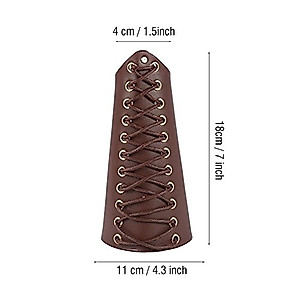 1Pcs Archery Arm Guard Protection Safe Guard Bracer Hunting Shooting Laceup Leather Armguard Wristband Wide Bracer Arm Armor Cuff for Recurve Bow Shooting Hunting(Brown) Arm Guard Archery Brown Fo