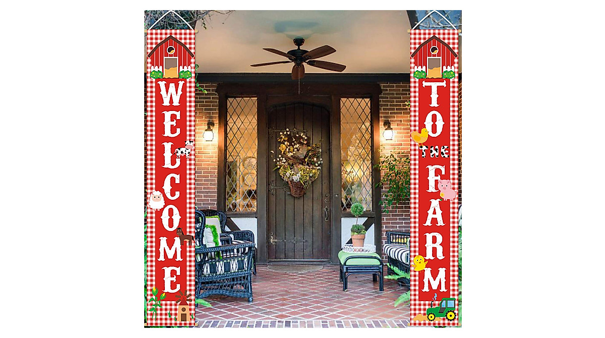 Farm Animal Porch Banner for Barnyard Party Decorations