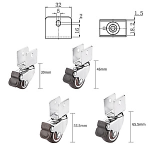 Caster Wheels,Set of 4,Heavy Duty Swivel Casters with Brake, Safety Dual Locking and No Noise Wheels, Swivel Plate Castors, for Furniture Trolley Crib Casters, U-Shaped Casters Castor Wheel (Size : 4