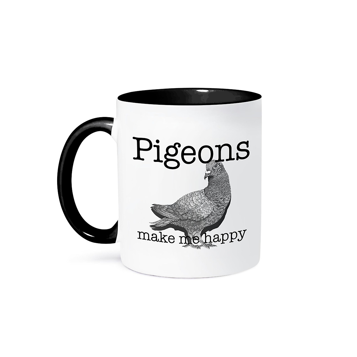 3dRose Pigeons make me happy Mug, 1 Count (Pack of 1), Black