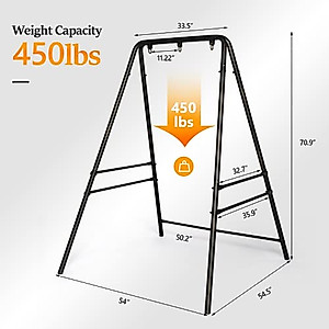 ONCLOUD Upgraded Hammock Chair Stand Metal Swing Stand Frame, Heavy Duty Steel Hammock Stand Only for Porch, Backyard, Indoor or Outdoor, Antique Bronze Finish