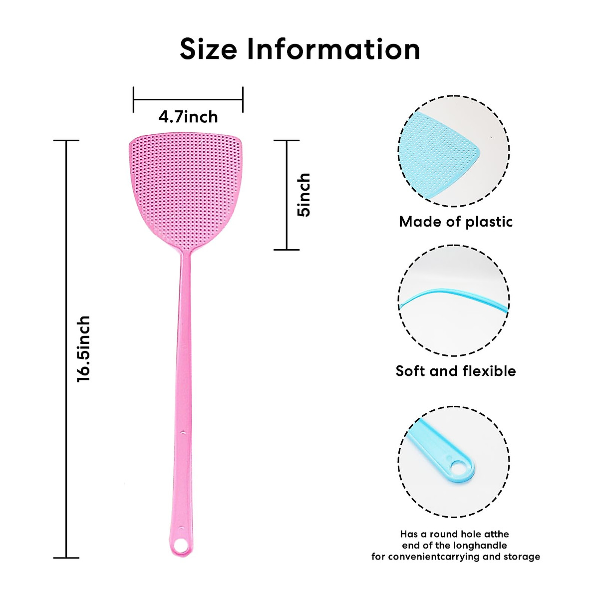 100 Pcs Fly Swatter Plastic Fly Swatters Heavy Duty Colorful Strong Flexible Manual Fly Swat Set Long Handle for Effective Flies and Mosquitoes Swatting Durable and Flexible Fly Swatters Set