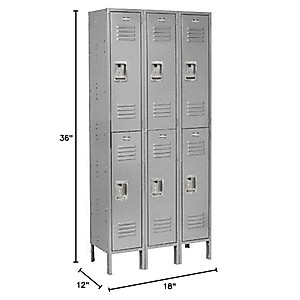 GLOBAL INDUSTRIAL Double Tier Locker, 12x18x36 6 Door, RTA, Gray