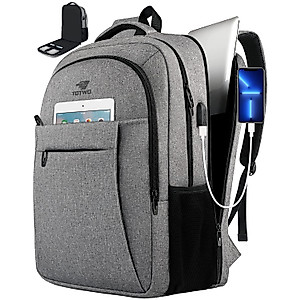 TOTWO Travel Laptop Backpack, 17 Inch Laptop Backpack, Durable Large TSA Approved Backpack with Laptop Compartment, Business Computer Backpack with USB Port College Backpack Gifts for Women Men, Grey