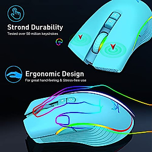 HETOETF Rechargeable Wireless Gaming Mouse, RGB LED Backlit Mouse with 4 Adjustable DPI, 7 Button, 2.4G USB Optical Gaming Ergonomic Computer Mice for Laptop PC Gamer Computer Desktop(Green)