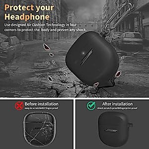 YIPINJIA Case for Bose QuietComfort Earbuds II 2022, Soft Silicone Scratch Proof & Shockproof Protective Skin Sleeve Cover Compatible with Bose QuietComfort Earbuds 2 with Keychain - Black