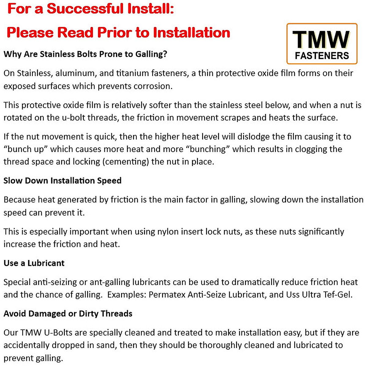 (4) Stainless Steel Square U-Bolts Boat Trailer 1/2" D x 3 1/16" W x 4 5/16" L (One Pack)